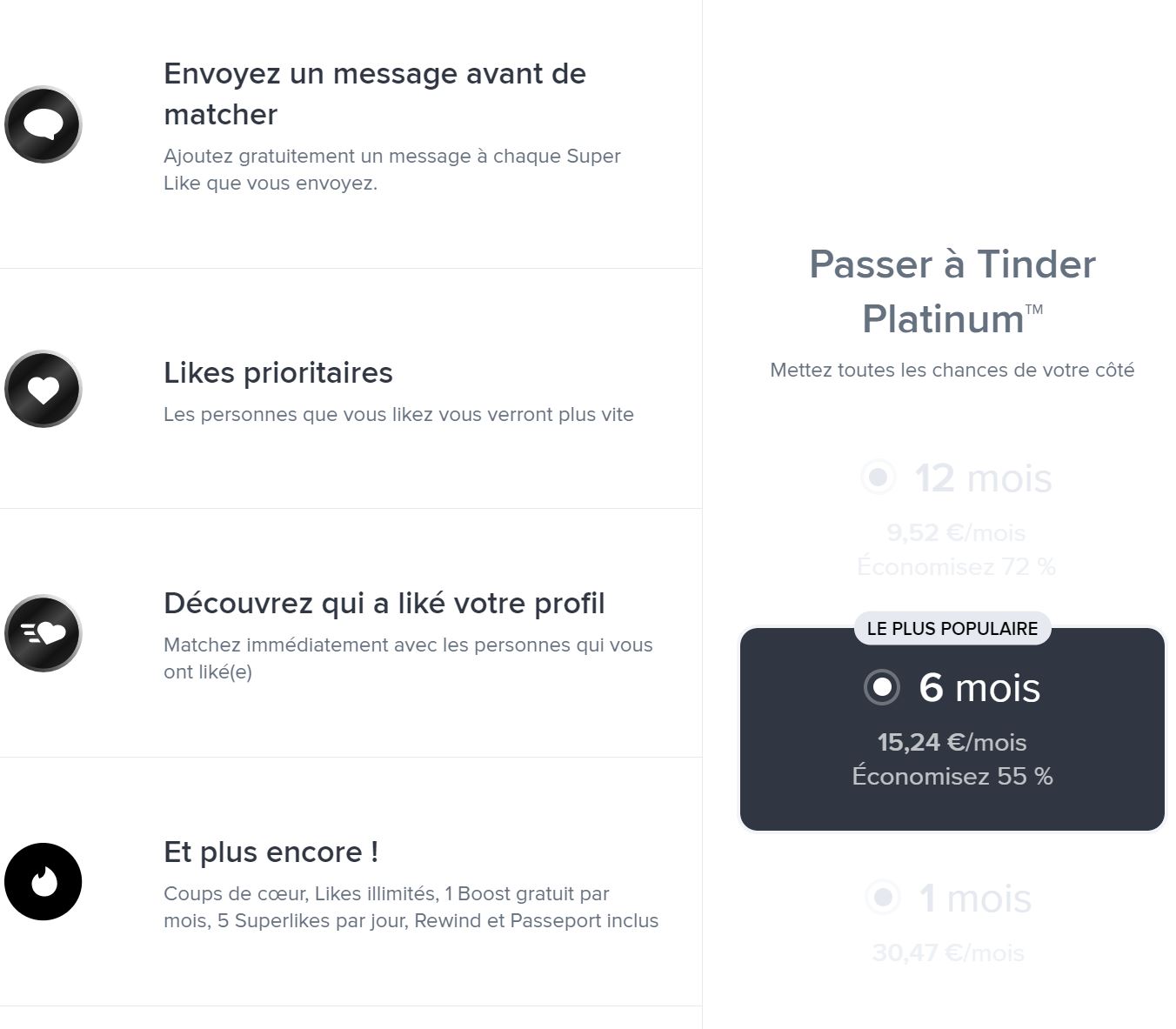 Prix Tinder : tarifs abonnements Plus, Gold, Platinium 2025